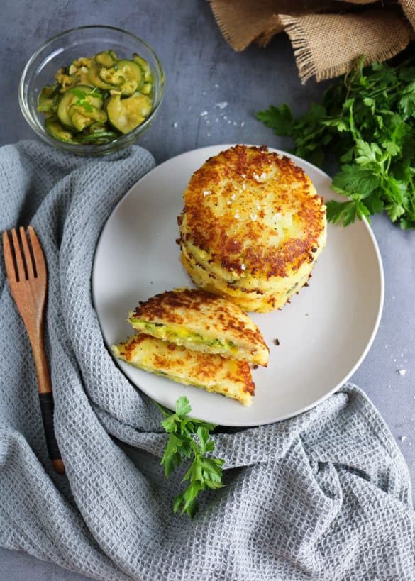 Courgette and Potato Cakes + Vegan Cheese Sauce • a Veg Taste from A to Z