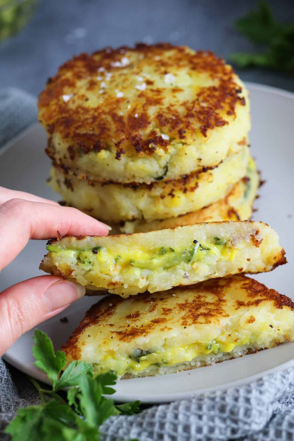 Courgette and Potato Cakes + Vegan Cheese Sauce • a Veg Taste from A to Z