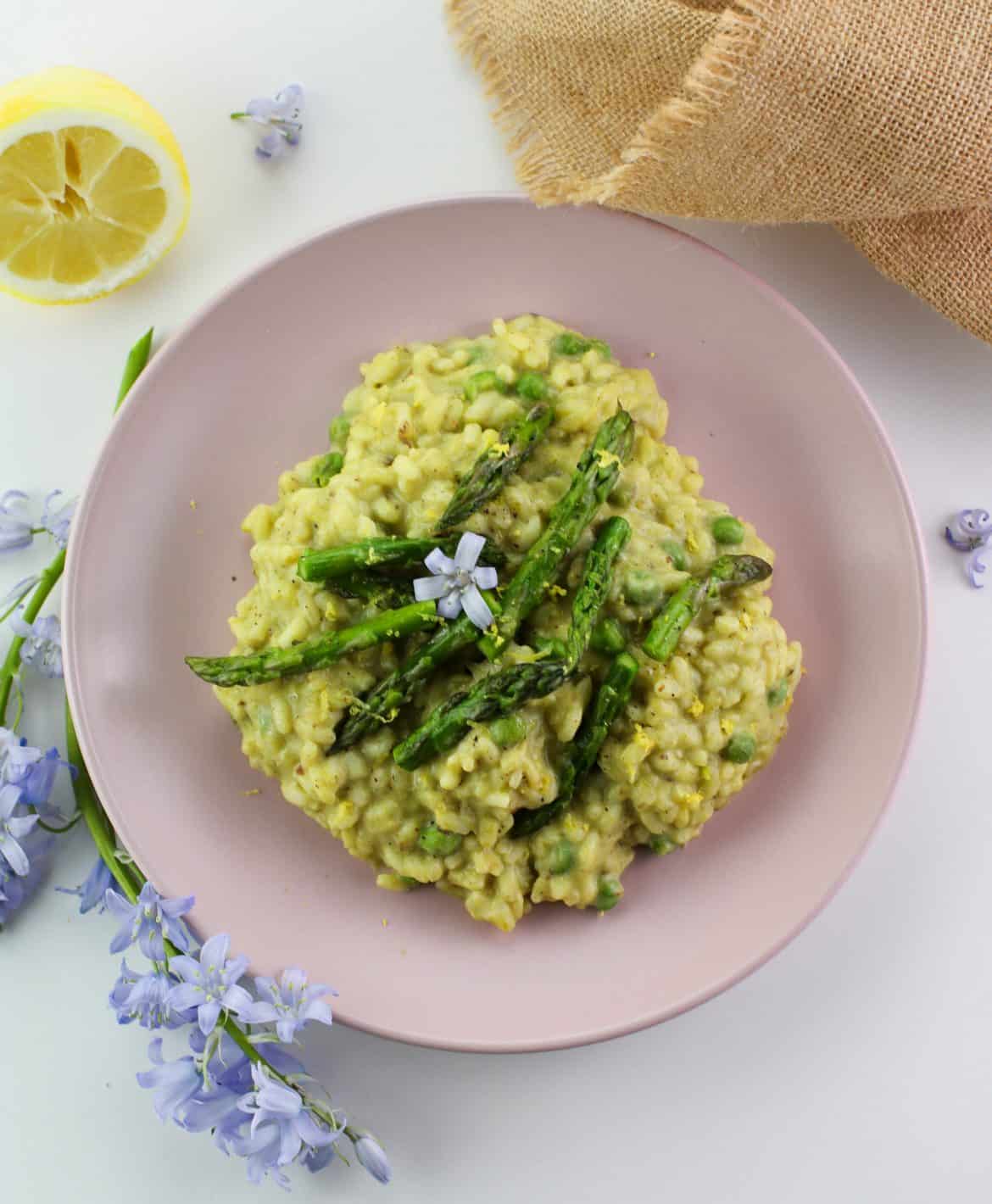 Creamy Asparagus Risotto with Lemon and Peas