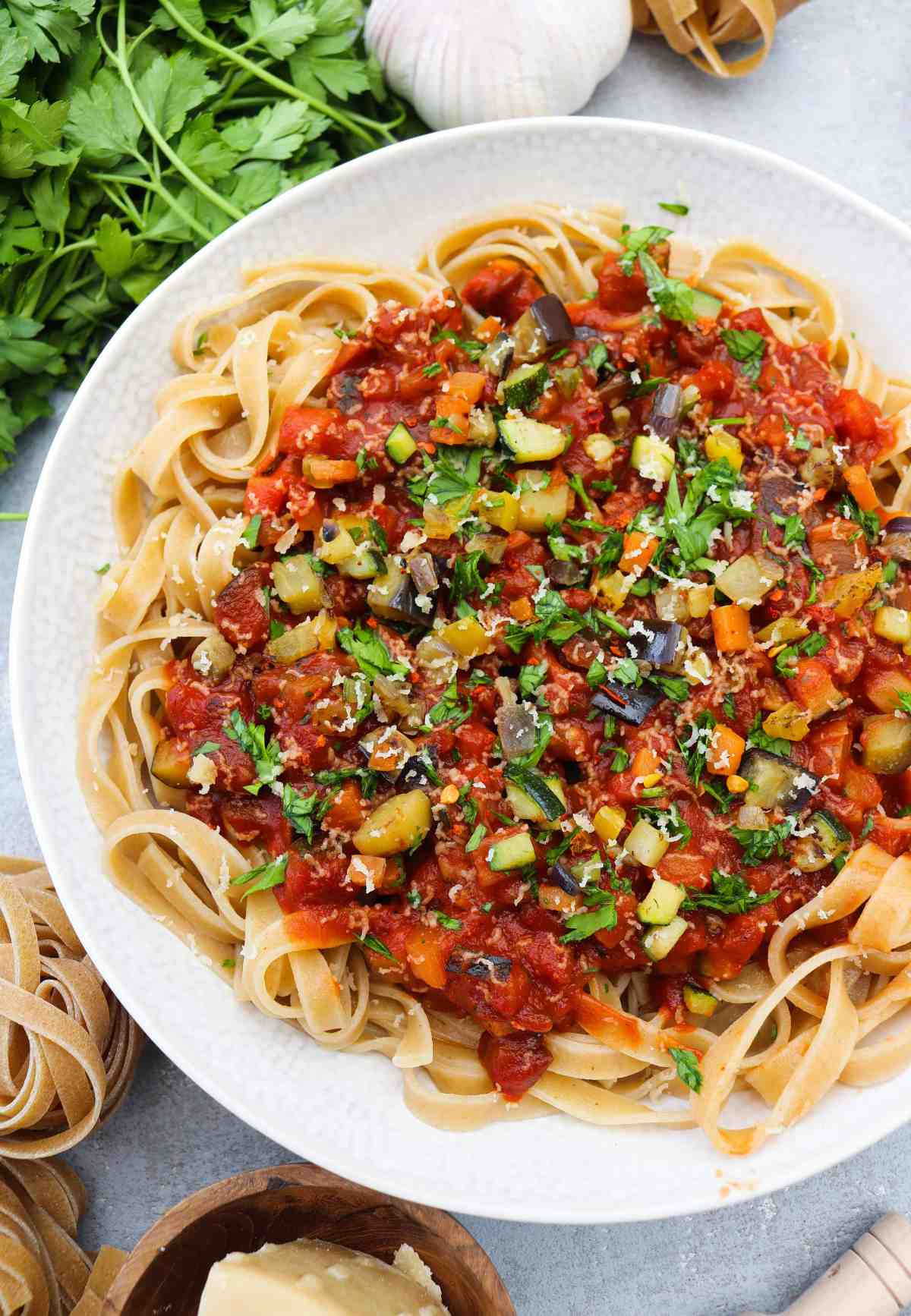 Tagliatelle with Vegetable Ragù • a Veg Taste from A to Z