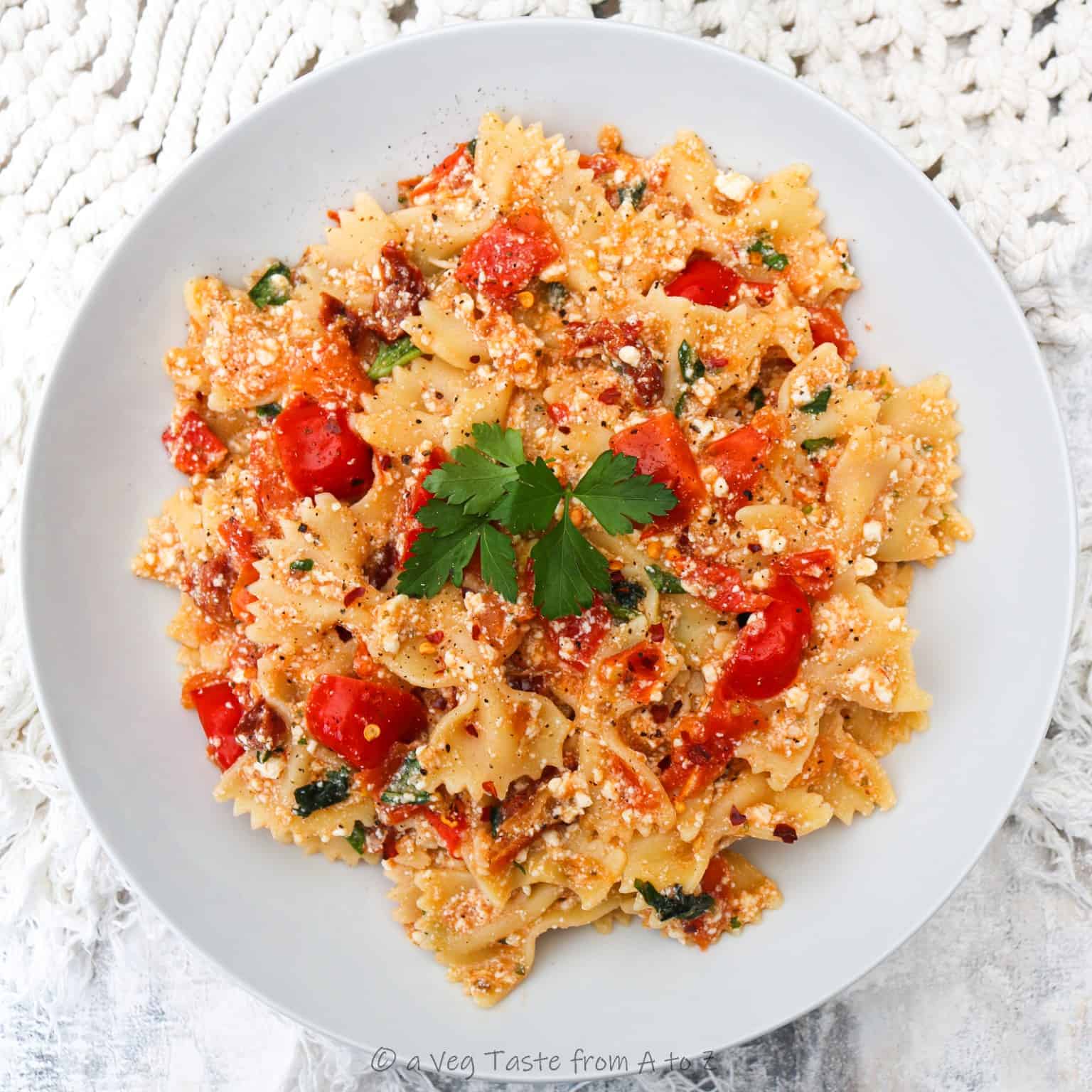 Tofu and Tomato Pasta • a Veg Taste from A to Z