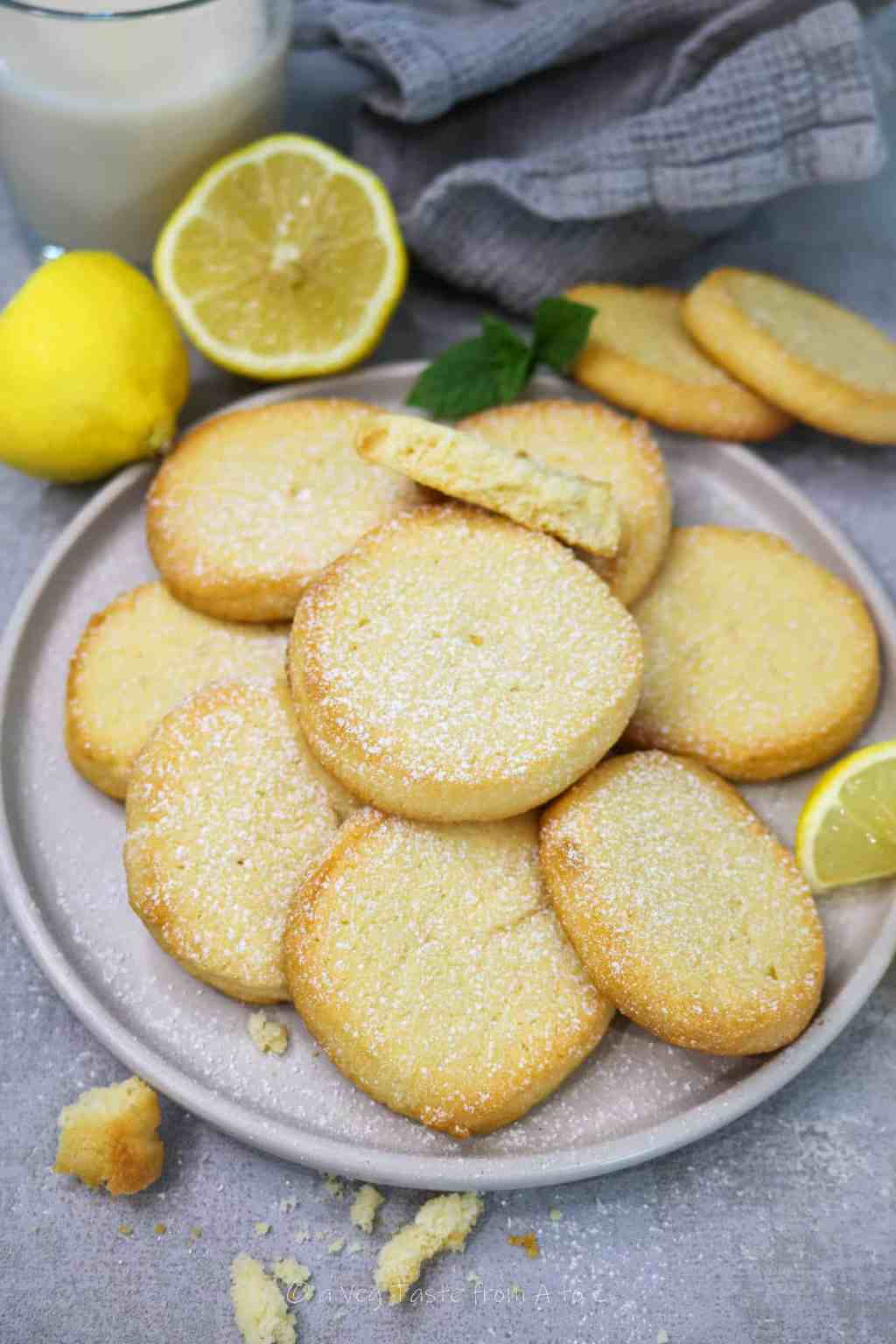 Melt-in-the-mouth Vegan Lemon Shortbread Cookies • a Veg Taste from A to Z