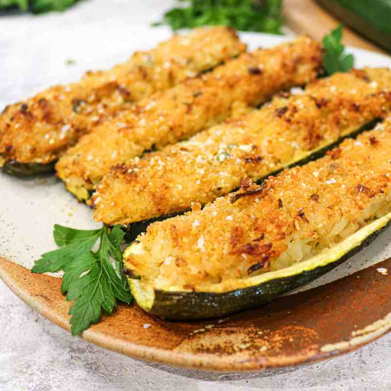 Vegan Rice Stuffed Zucchini • a Veg Taste from A to Z