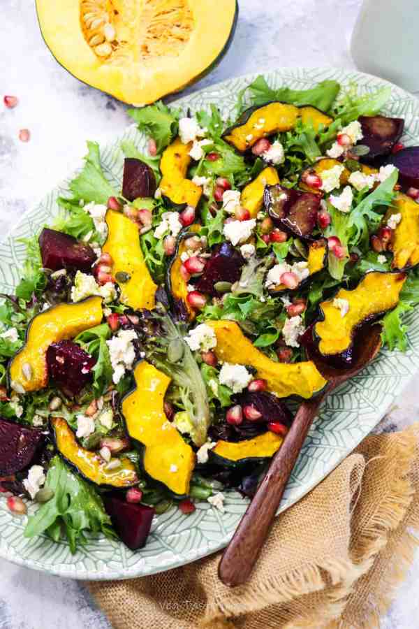 Roasted Acorn Squash Salad with Beetroot and Zhoug Dressing • a Veg ...