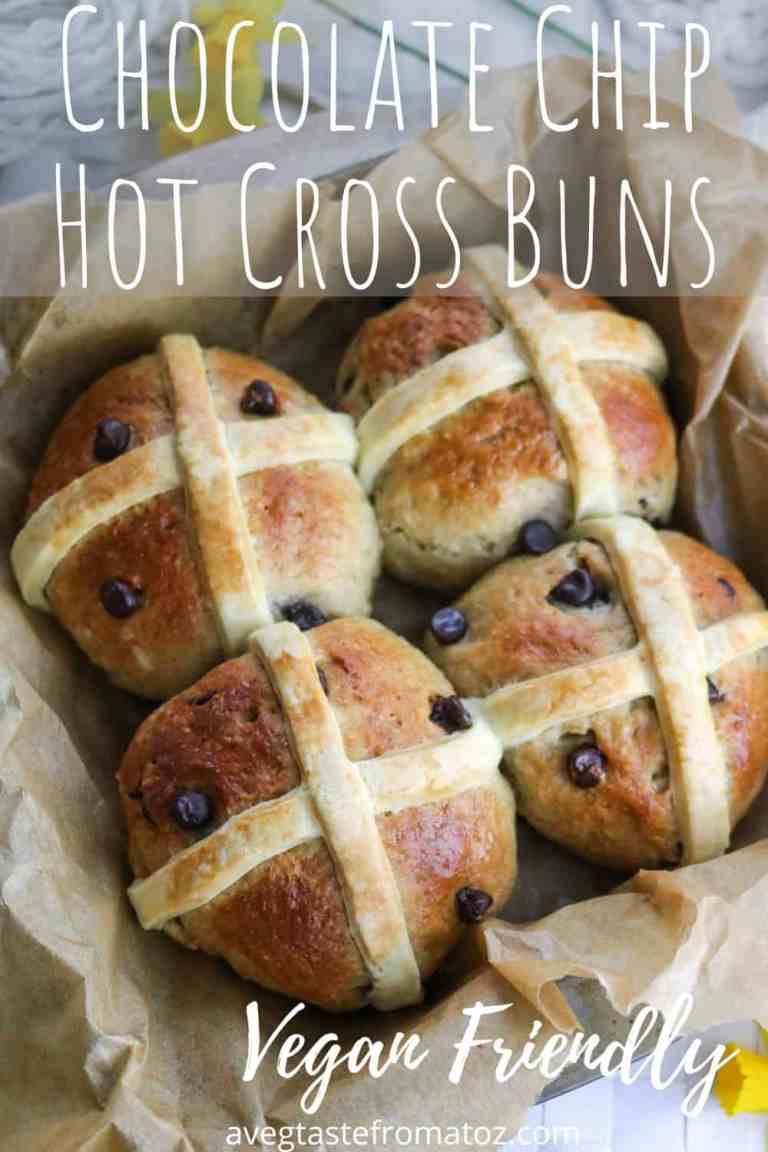 Vegan Chocolate Chip Hot Cross Buns • a Veg Taste from A to Z